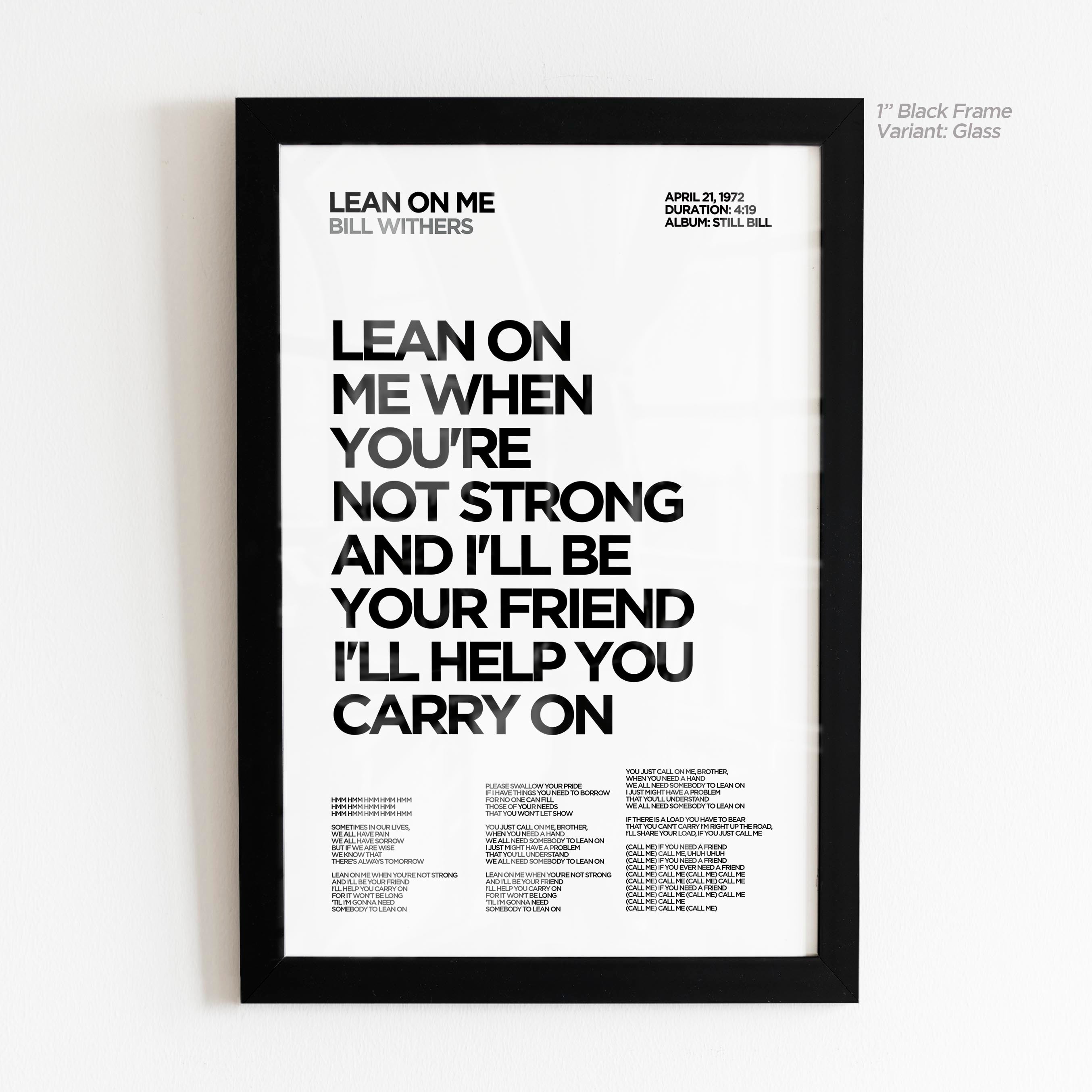 Lean On Me Lyric Art - Crescent – PugetSound