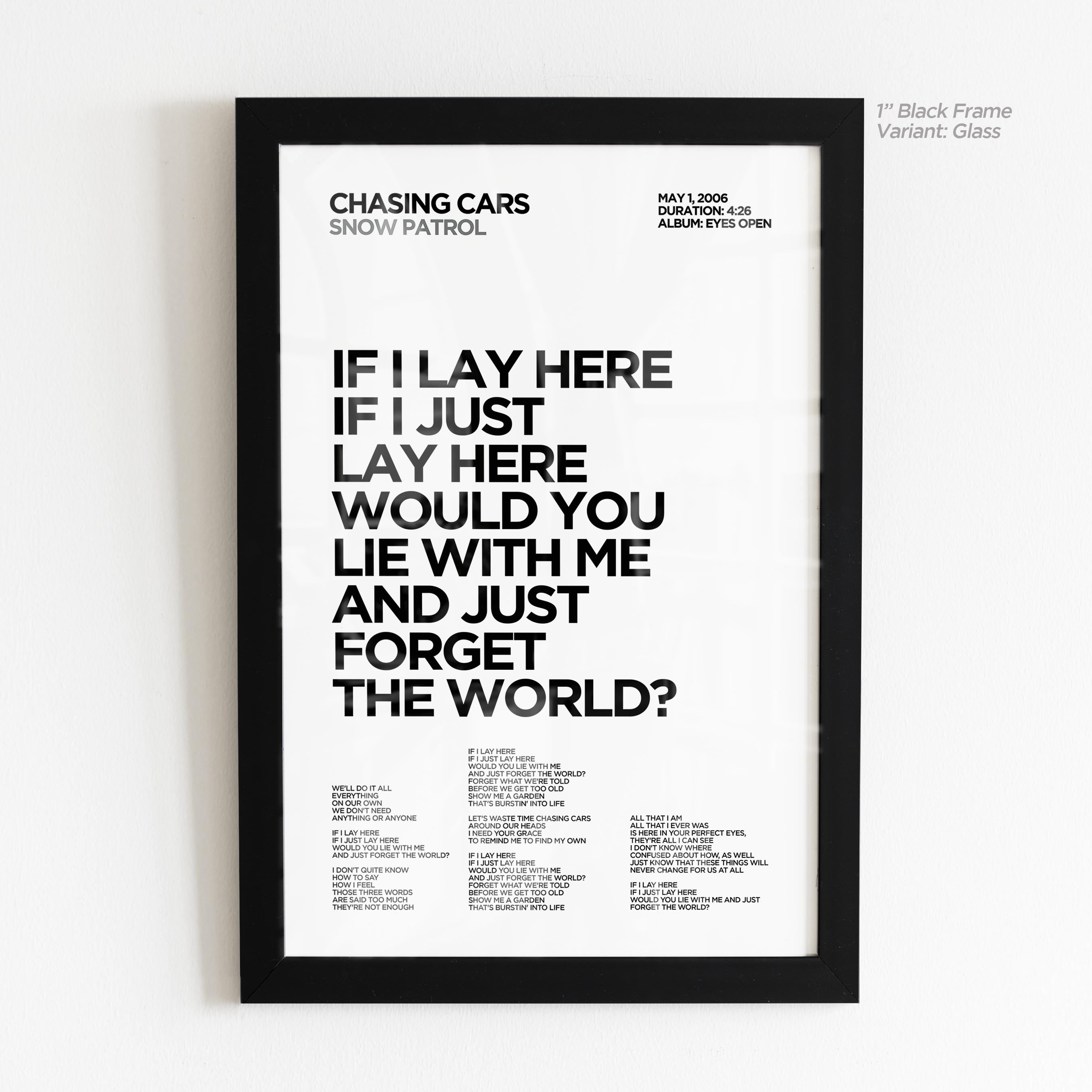 Chasing Cars Lyric Art - Crescent – PugetSound